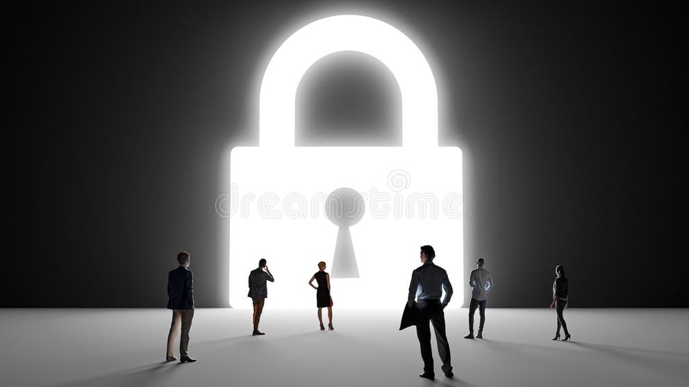 3d Render Walking Crowd People with a Case To the Opening Gate with ...