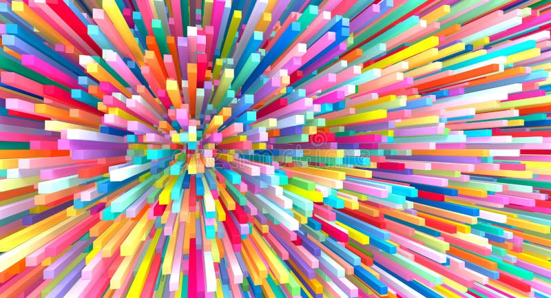 3D Render Wall of Many Multi-colored Matte Cubes in the Form of an ...