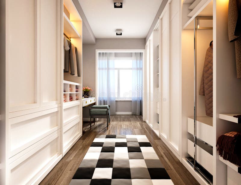 3d Render of the Dressing Room in the Master Bedroom. Continental Style ...