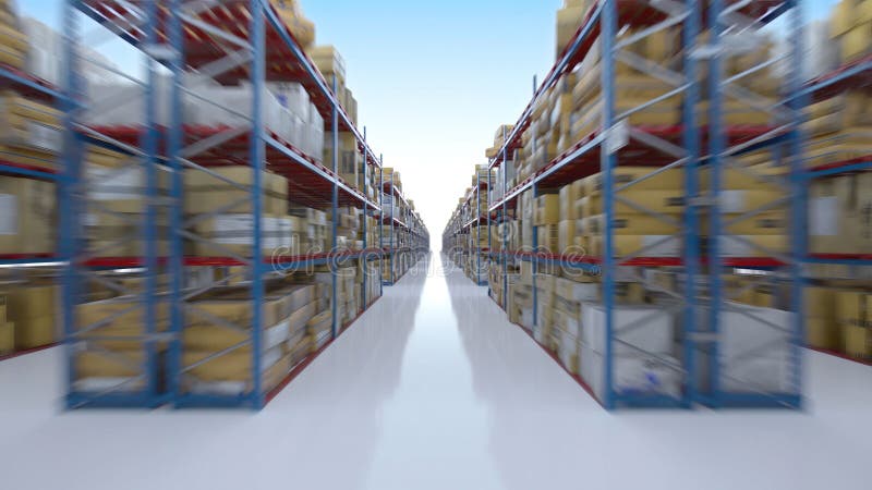 3d Render of Warehouse Interior Stock Illustration - Illustration of ...