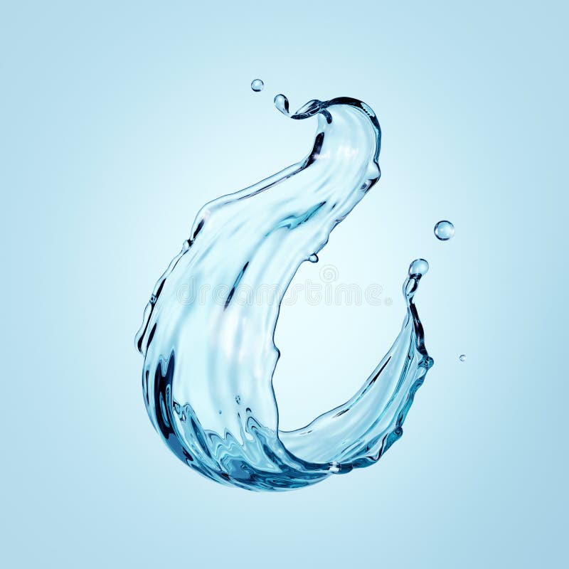 3d Render, Water Splash, Translucent Liquid Wavy Jet, Splashing Wave ...