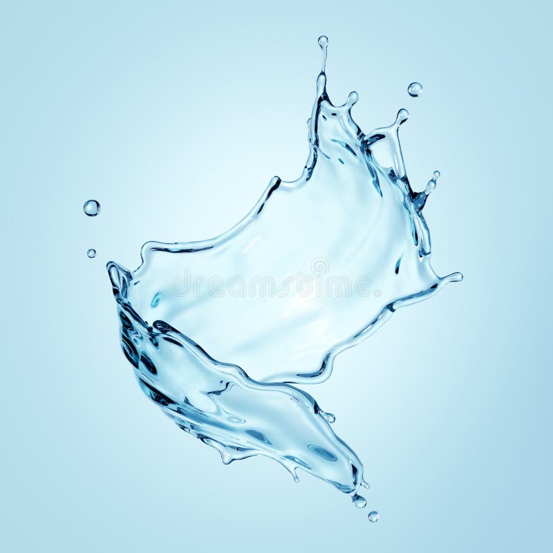 3d Render, Water Splash, Translucent Liquid Wavy Jet, Splashing Wave ...