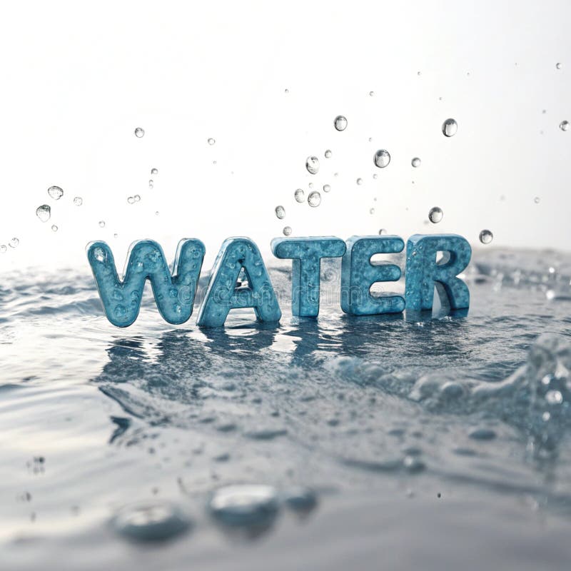 Realistic Water Text with Splash 3D Bubble Font Isolated on White ...