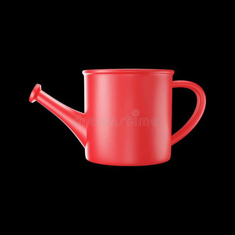 3D Render of Watering Pot or Can Element in Red Stock Illustration ...