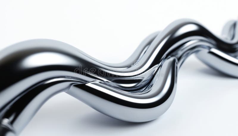 3D Render of Wave Chrome Metallic Band with Flowing Abstract Metal ...