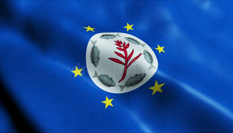 3D Render Waving Palau State Flag of Airai Stock Illustration ...