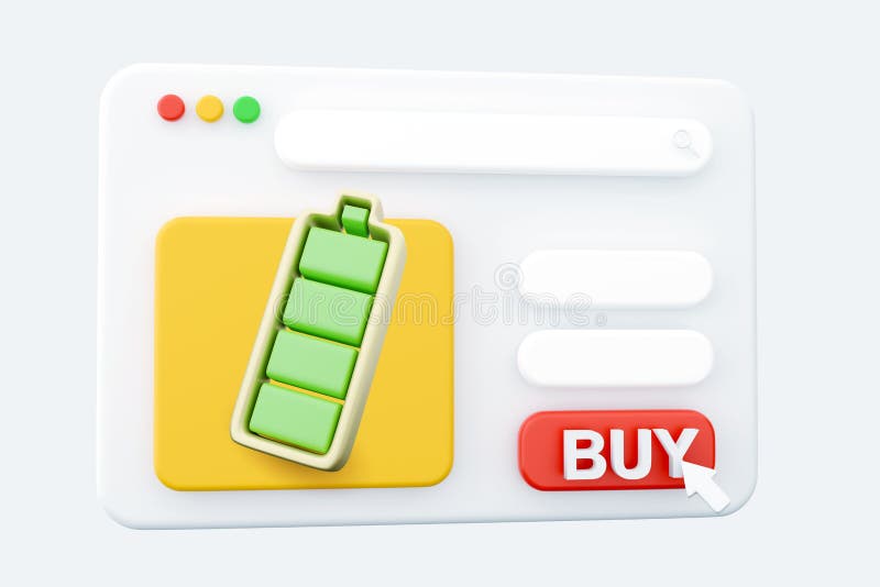 3D Render Web Page Battery Charge Indicator. 3D Render Web Page Battery ...