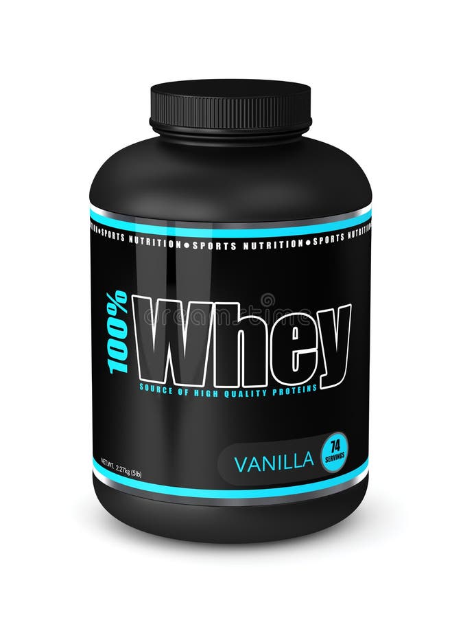 3d Render of Whey Proteins in Container Over White Stock Illustration ...