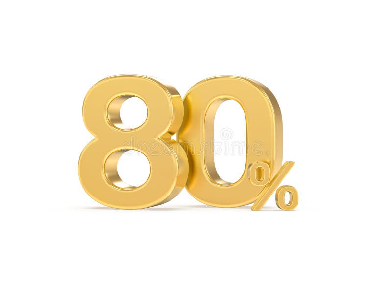 3D Render with White Background Gold Number 80 3D Stock Image ...