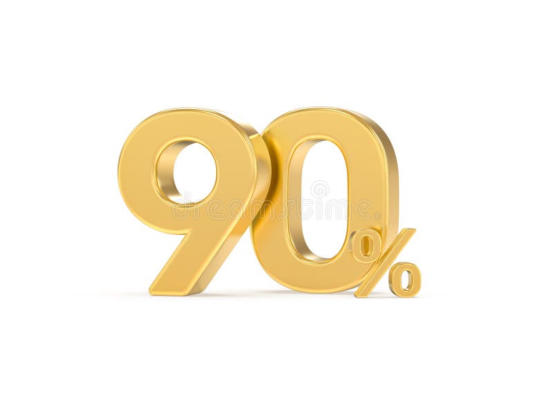 3D Render with White Background Gold Number 90 3D Stock Photo ...