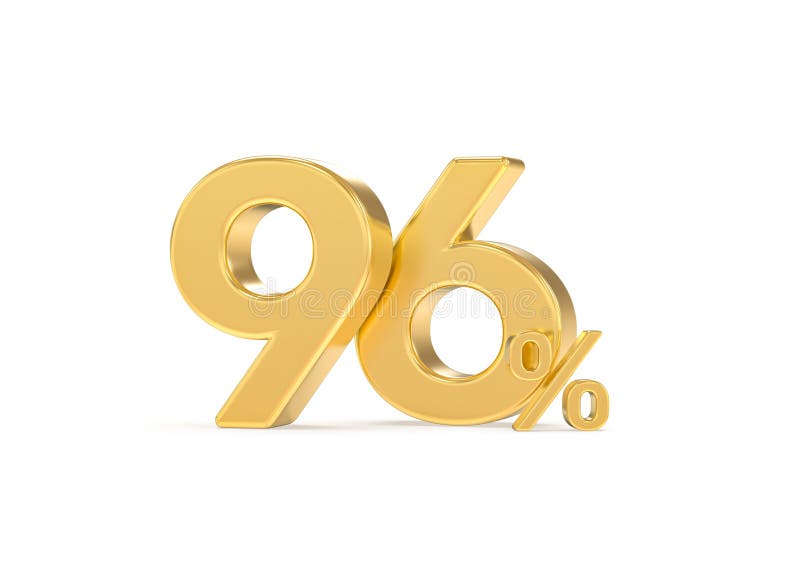 3D Render with White Background Gold Number 96 Stock Image ...