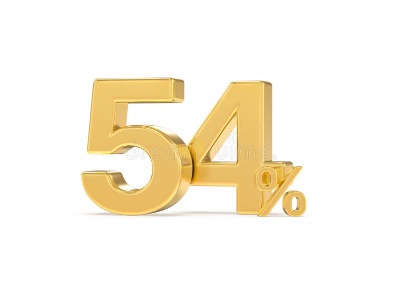 3D Render with White Background Gold Number 54 3D Stock Image ...