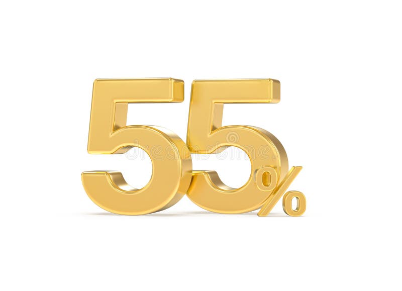 3D Render with White Background Gold Number 55 3D Stock Photo ...