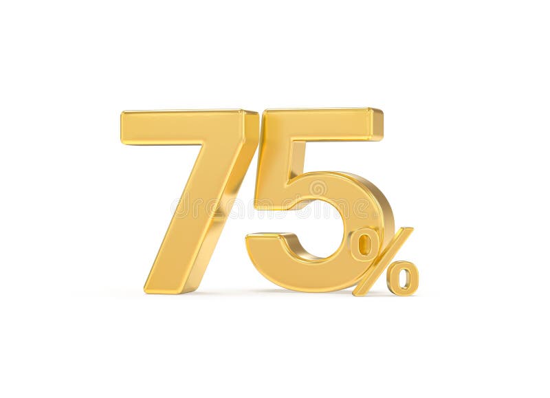 3D Render with White Background Gold Number 75 3D Stock Photo ...