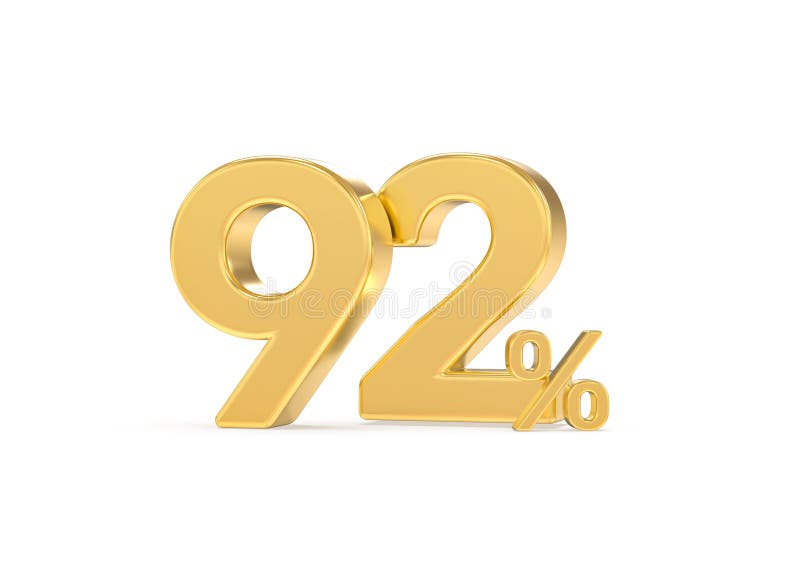 3D Render with White Background Gold Number 92 3D Stock Photo ...