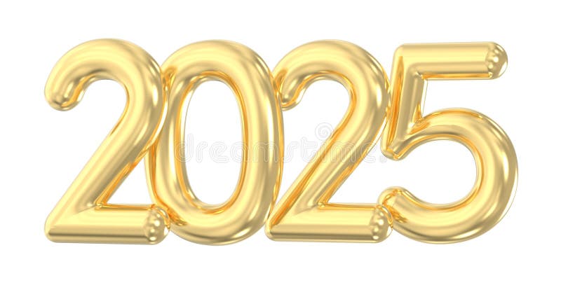 3D Render with White Background Gold Number 2025 3D Stock Illustration ...