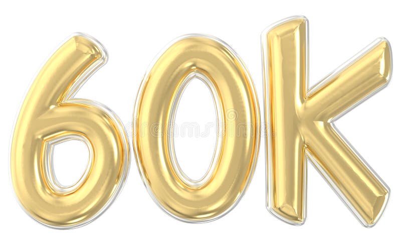 3D Render with White Background Gold Number 60 3D Stock Illustration ...