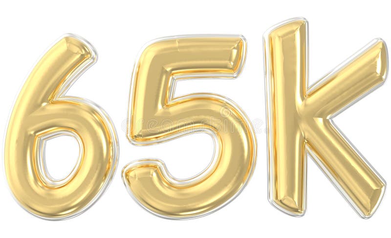 3D Render with White Background Gold Number 65 3D Stock Illustration ...