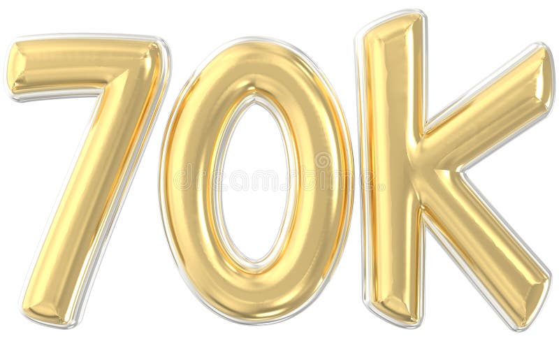 3D Render with White Background Gold Number 70 3D Stock Illustration ...