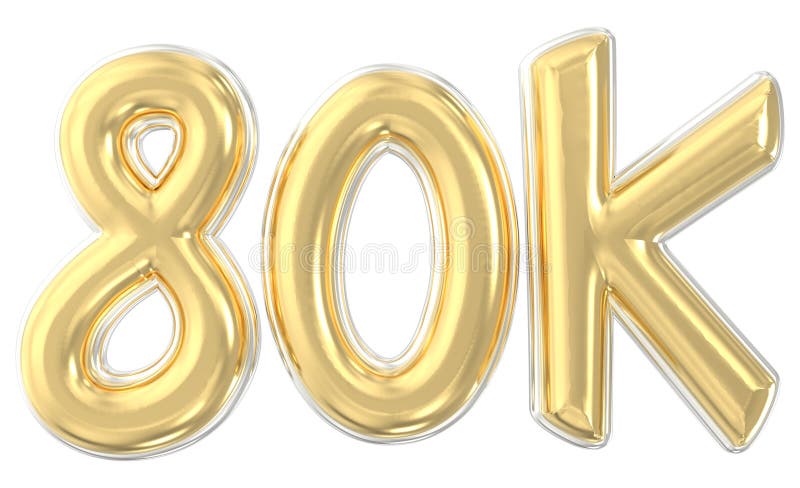 3D Render with White Background Gold Number 80 3D Stock Illustration ...
