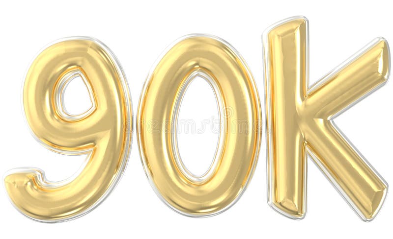 3D Render with White Background Gold Number 90 3D Stock Illustration ...