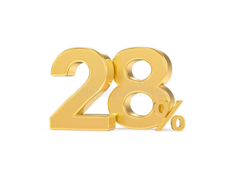 3D Render with White Background Gold Number 28 Stock Photo ...