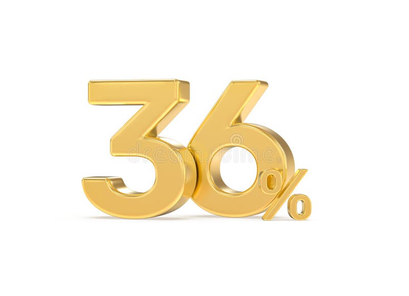 3D Render with White Background Gold Number 36 Stock Photo ...