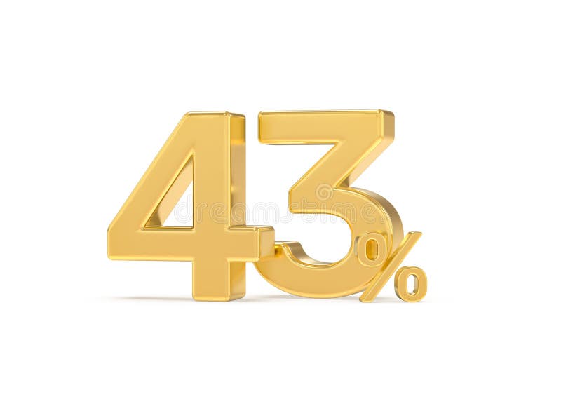 3D Render with White Background Gold Number 43 Stock Image ...