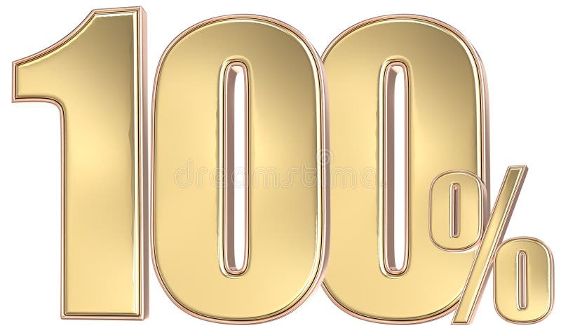 3D Render with White Background 100 Percent Gold Stock Illustration ...