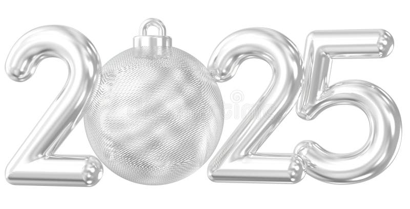 3D Render with White Background Silver Number 2025 3D Stock ...