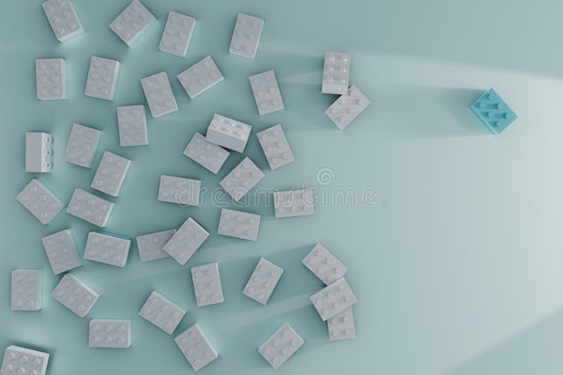 3d Render of White Blocks Scattered on Pale Blue Surface Stock ...