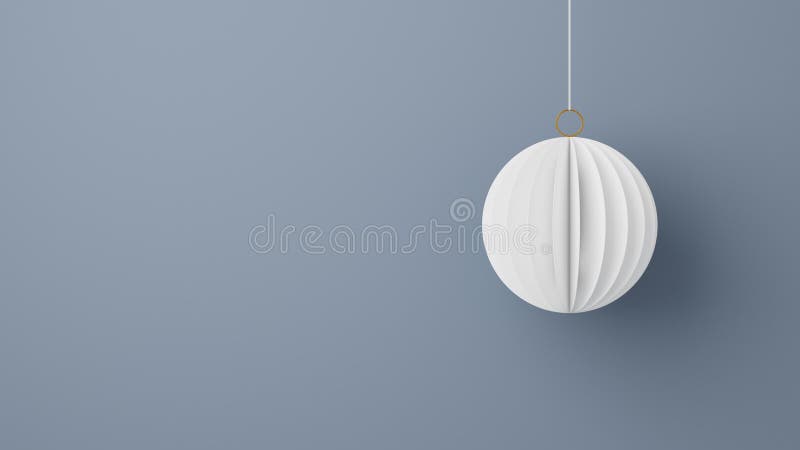 3D Render of White Christmas Blue Paper Ball on Light Grey Background ...