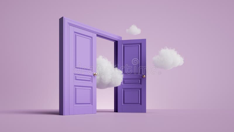 3d Render, Double Door Half Opened. Architectural or Interior Element ...