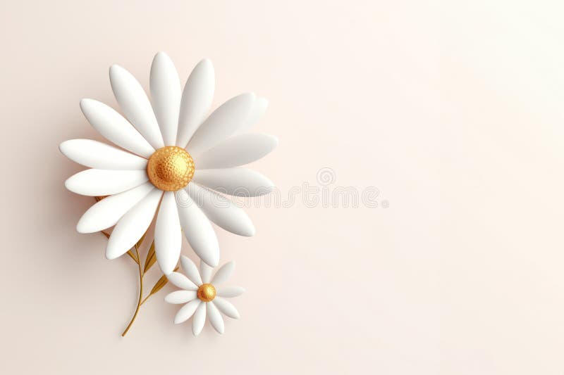 3d Render of White Daisy Flower on White Copy Spcae Background Stock ...
