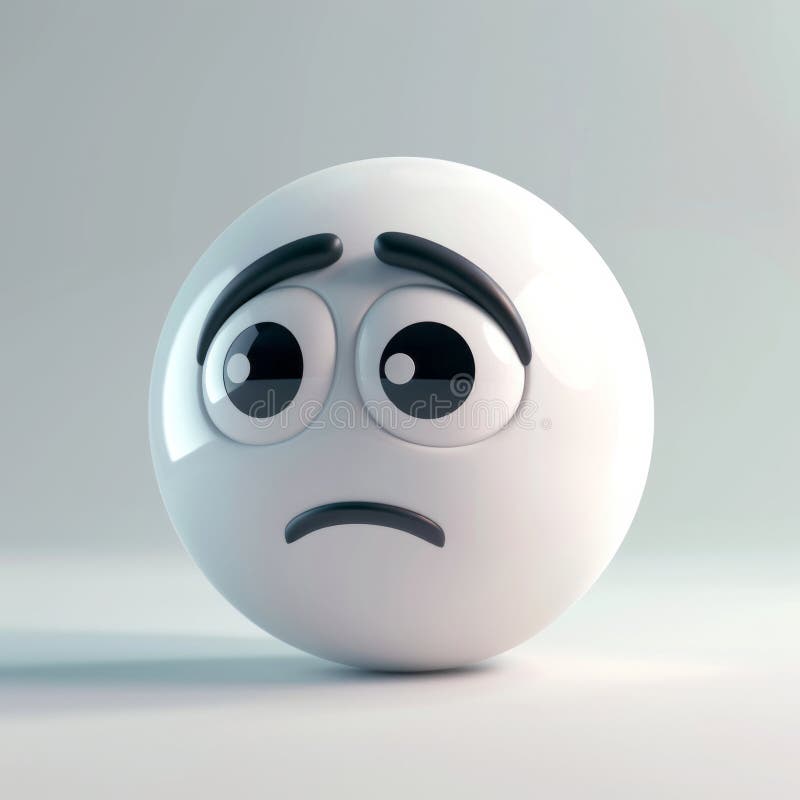 3D Render of a White Emoji with the Thinking Sad Face Stock ...