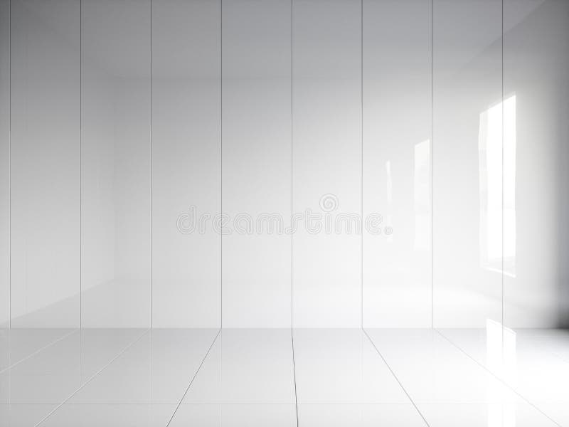 3d Render of White Interior with Classic Panels, Tiles on Wall and ...