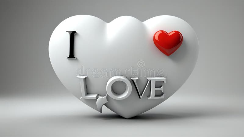 3D Render of a White Heart with I Love Stock Illustration ...