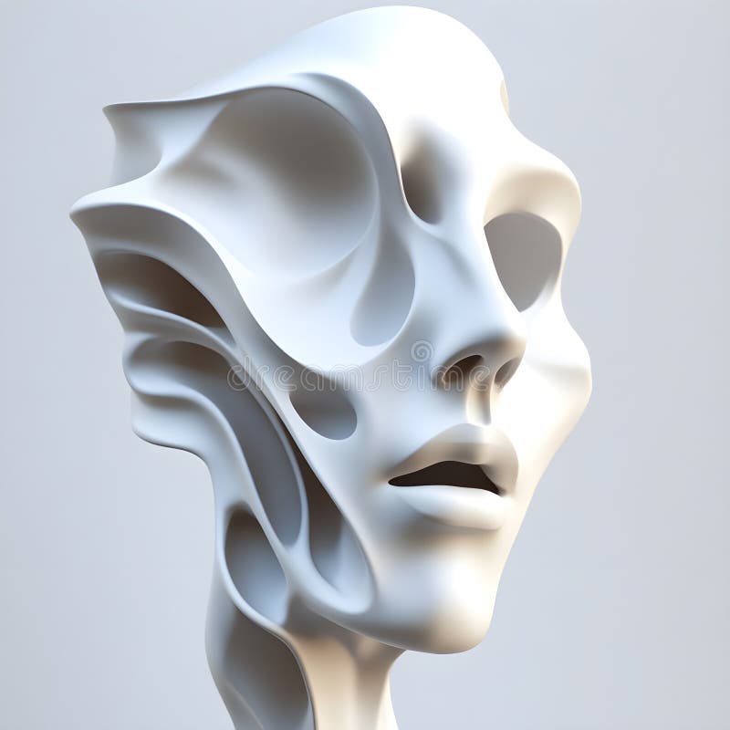 3d Render White Human Head Sculpture Art Stock Illustration ...
