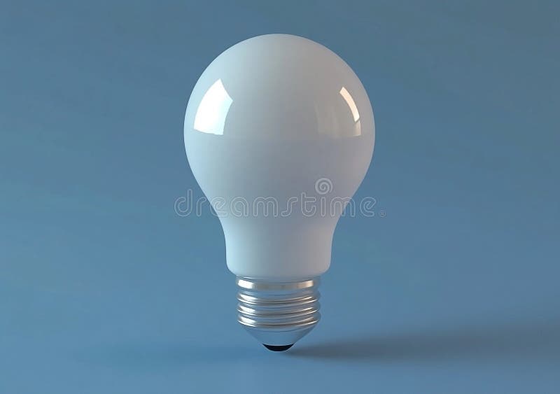3D Render of White Light Bulb on Blue Background for Innovation Ideas ...