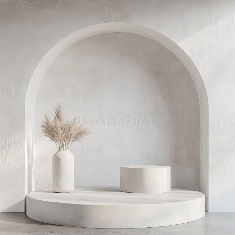 3d Render, White Marble Podium for Product Presentation, Mock Up ...