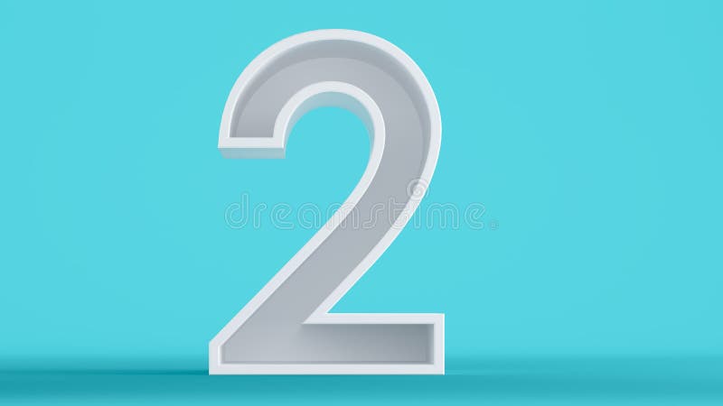 White Number Two Isolated on a Colorful Blue Background, Number 2 Stock ...