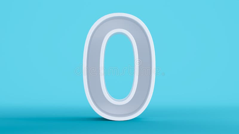 White Number Zero Isolated on a Colorful Blue Background, Number 0 ...