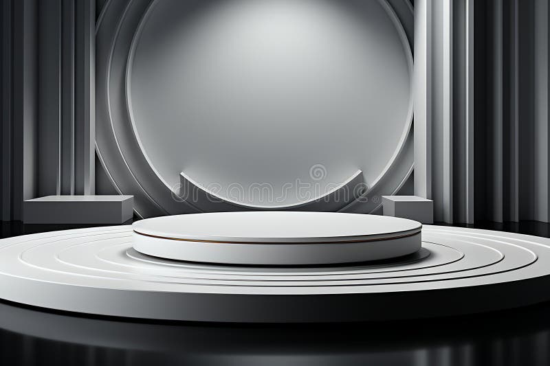 3d Render of White Round Podium for Product Display in Modern Room ...