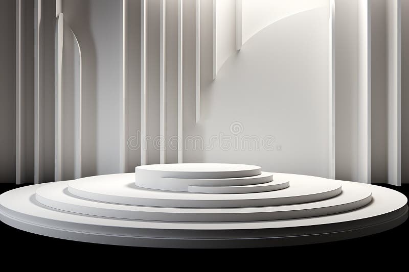 3d Render of White Round Podium for Product Display in Modern Room ...