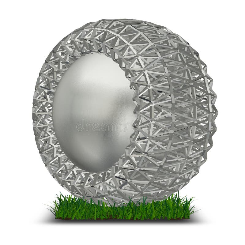 3D Render, White Shape on the Grass, Background, Unique Design ...