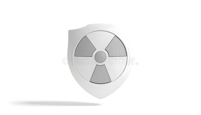 3D Render of a White Shield with a Radiation Symbol: Nuclear Safety and ...