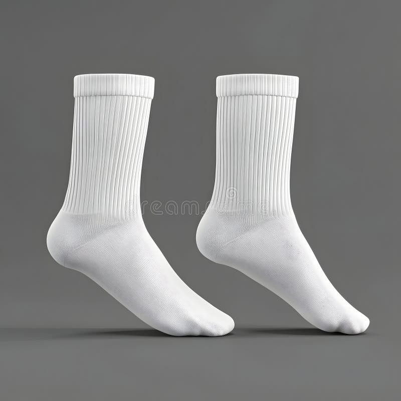 3D Render of White Socks, Mockup for Design, Clean and Minimalist Style ...