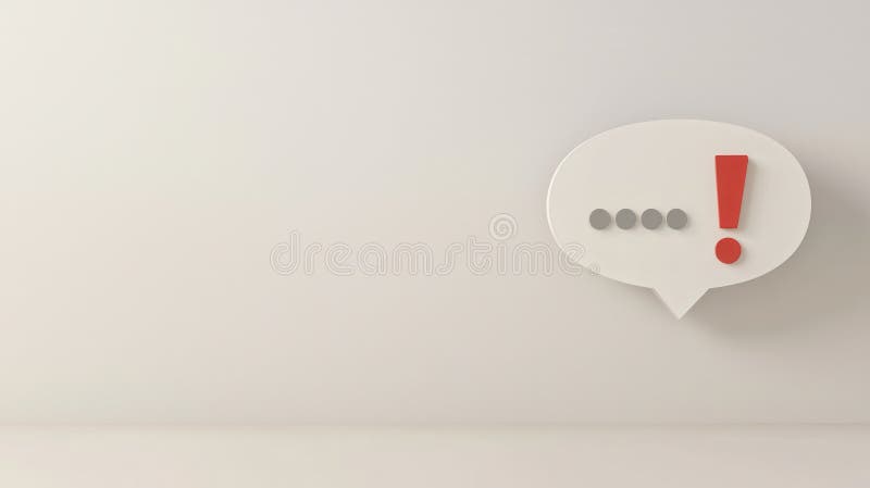 3D Render White Speech Bubble Exclamation Notification Alert Stock ...