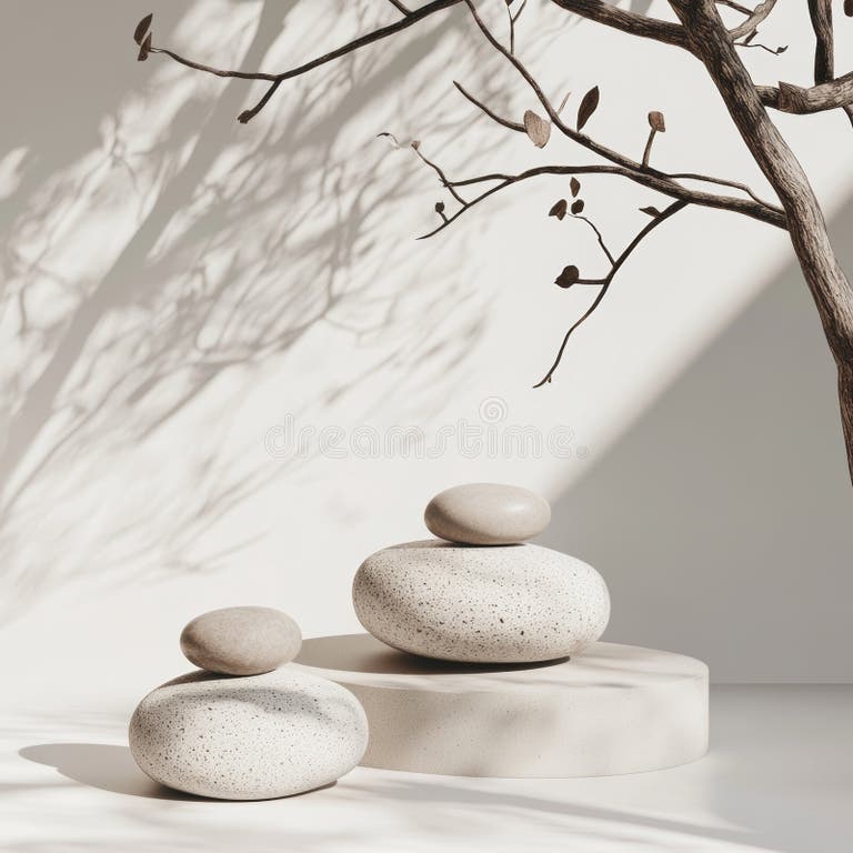 3d Render of White Stones on a White Background with Shadows. Stock ...