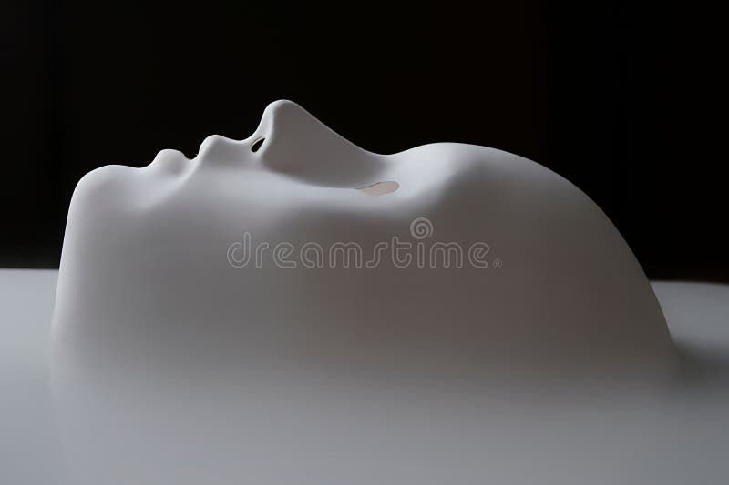 3D Render of a White Surface in the Shape of a Human Mask Stock ...